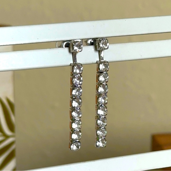 Jewelry | 325 Silver Linear Crystal Drop Earrings | Poshmark